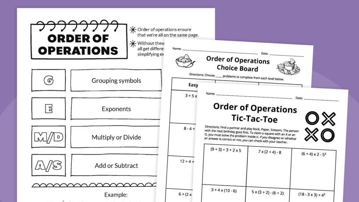 Operation Order Worksheet Bundle (Free Print) - Blog.nidoproject.com