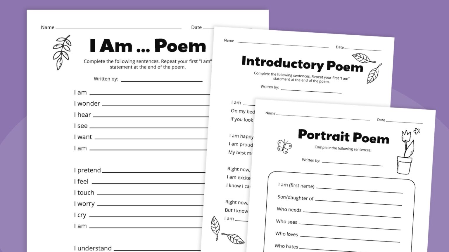 Free Printable "I Am" Poetry Template Bundle - Blog.nidoproject.com