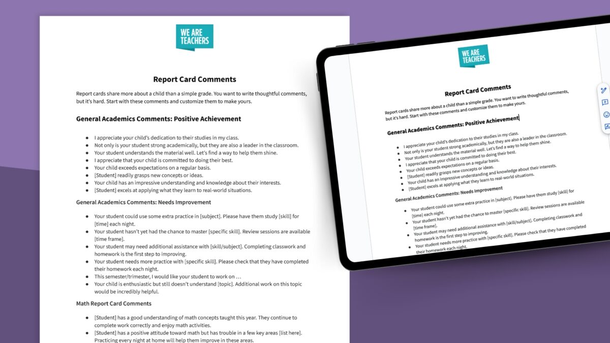 168 Report Card Comments, Plus Writing Tips (Free Printables) - Blog ...